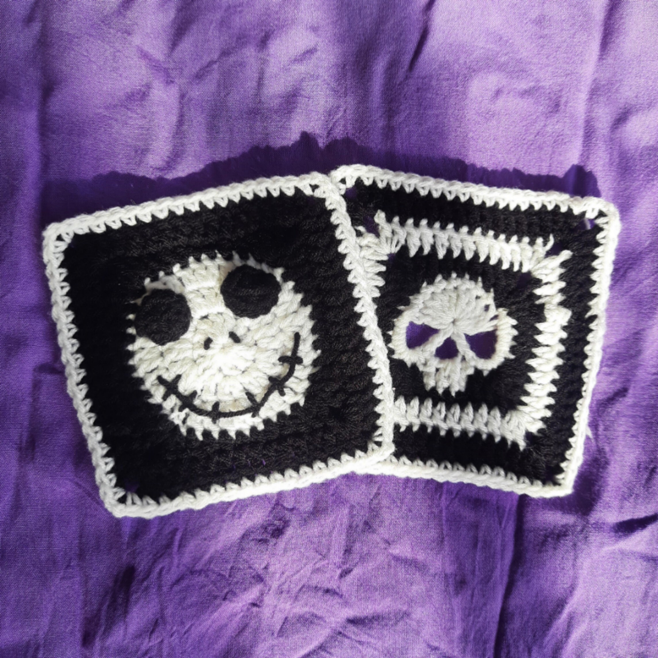 Skull & Skeleton Granny Square: Black White Gothic Decor, Spooky Season ...