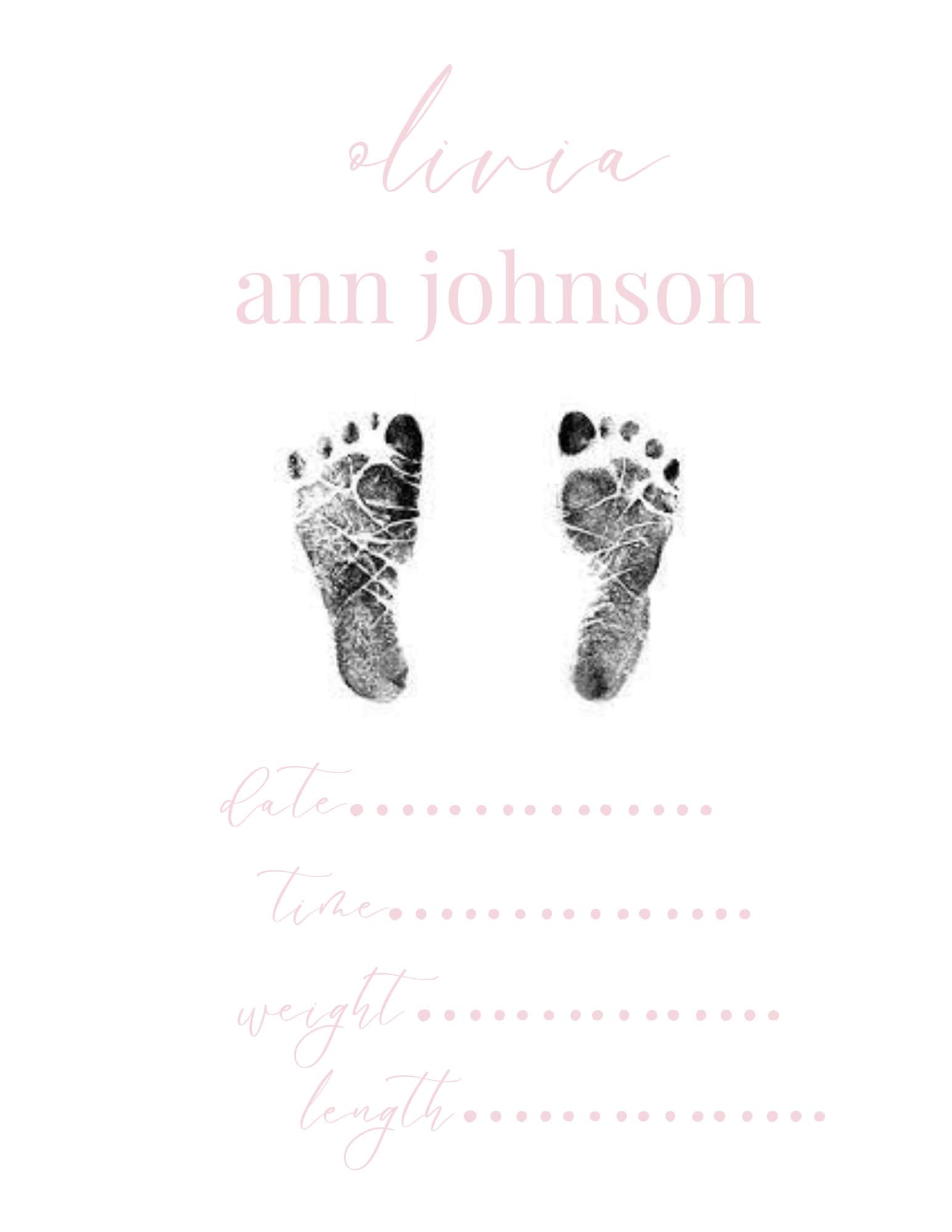 Birth Stats, Baby Stats, Newborn Footprint, Newborn Handprint, Newborn ...