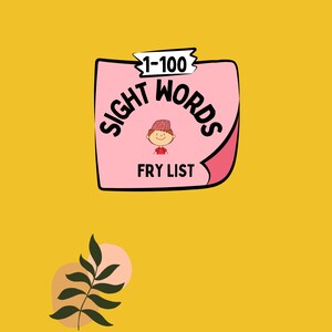 Digital Sight Words Fry's First 1-100 List Printable - Etsy