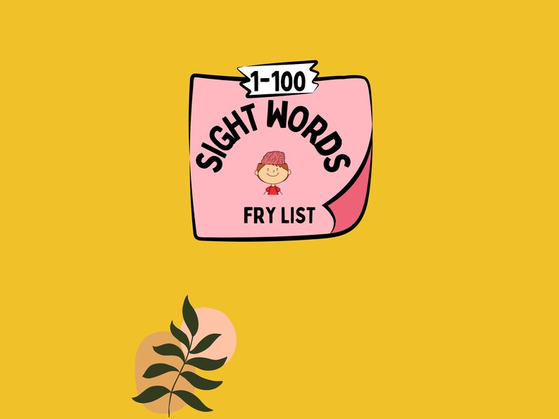 Digital Sight Words Fry's First 1-100 List Printable - Etsy