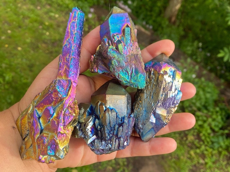 Rainbow Aura Quartz Crystal - Etsy
