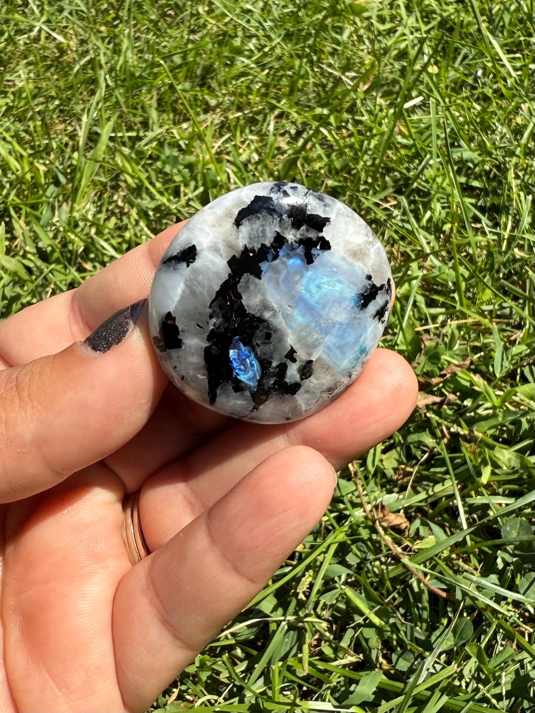 Rainbow Moonstone Crystal | Rainbow Moonstone Flat Palm Stones ...