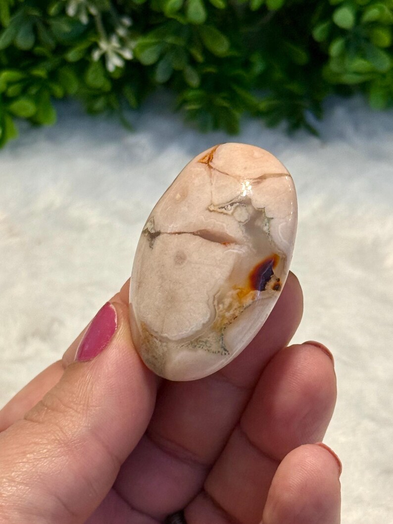 Carnelian Flower Agate Palm Stone | Carnelian | Flower Agate ...