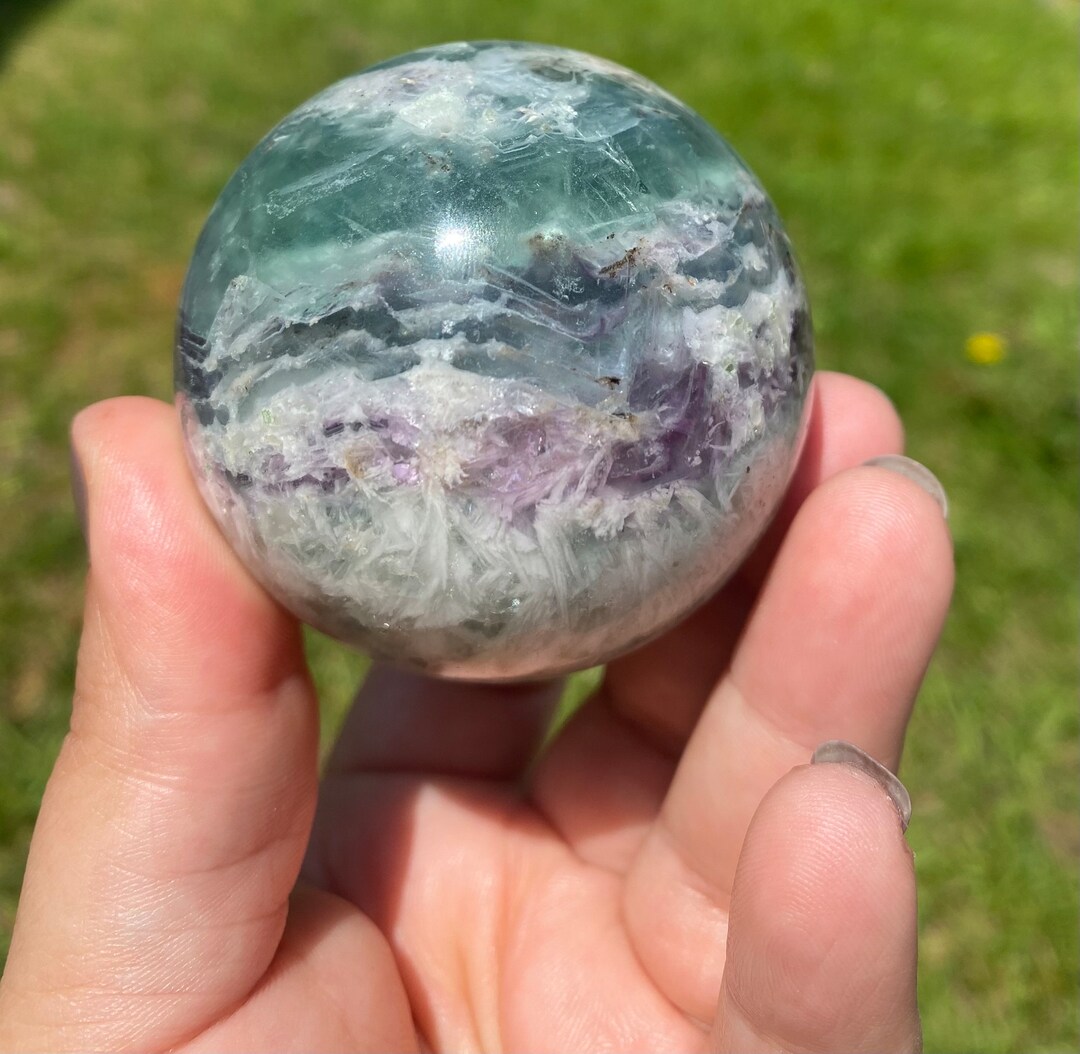 Rainbow Feather Fluorite Crystal Sphere - Etsy