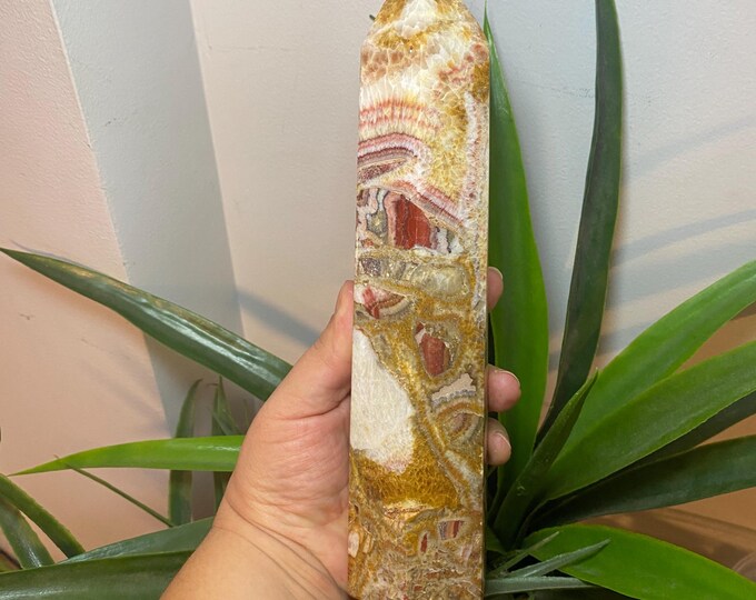 Large Pink Mookaite Tower | Large Pork Stone Tower - Etsy