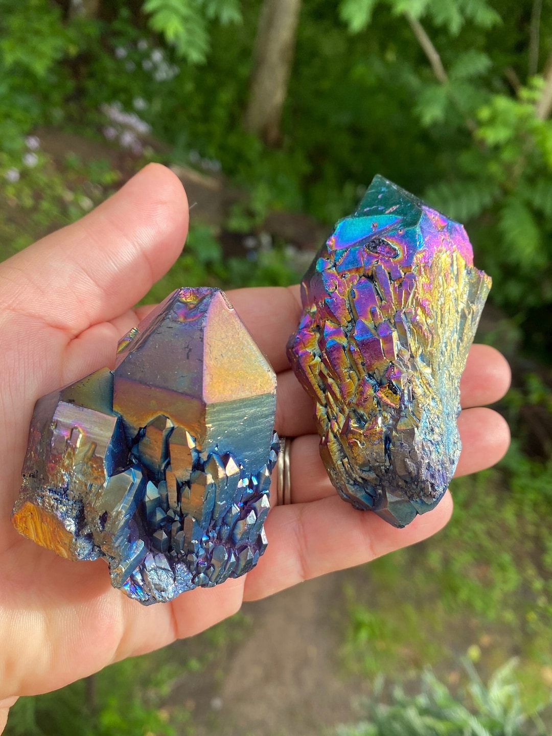 Rainbow Aura Quartz Crystal - Etsy