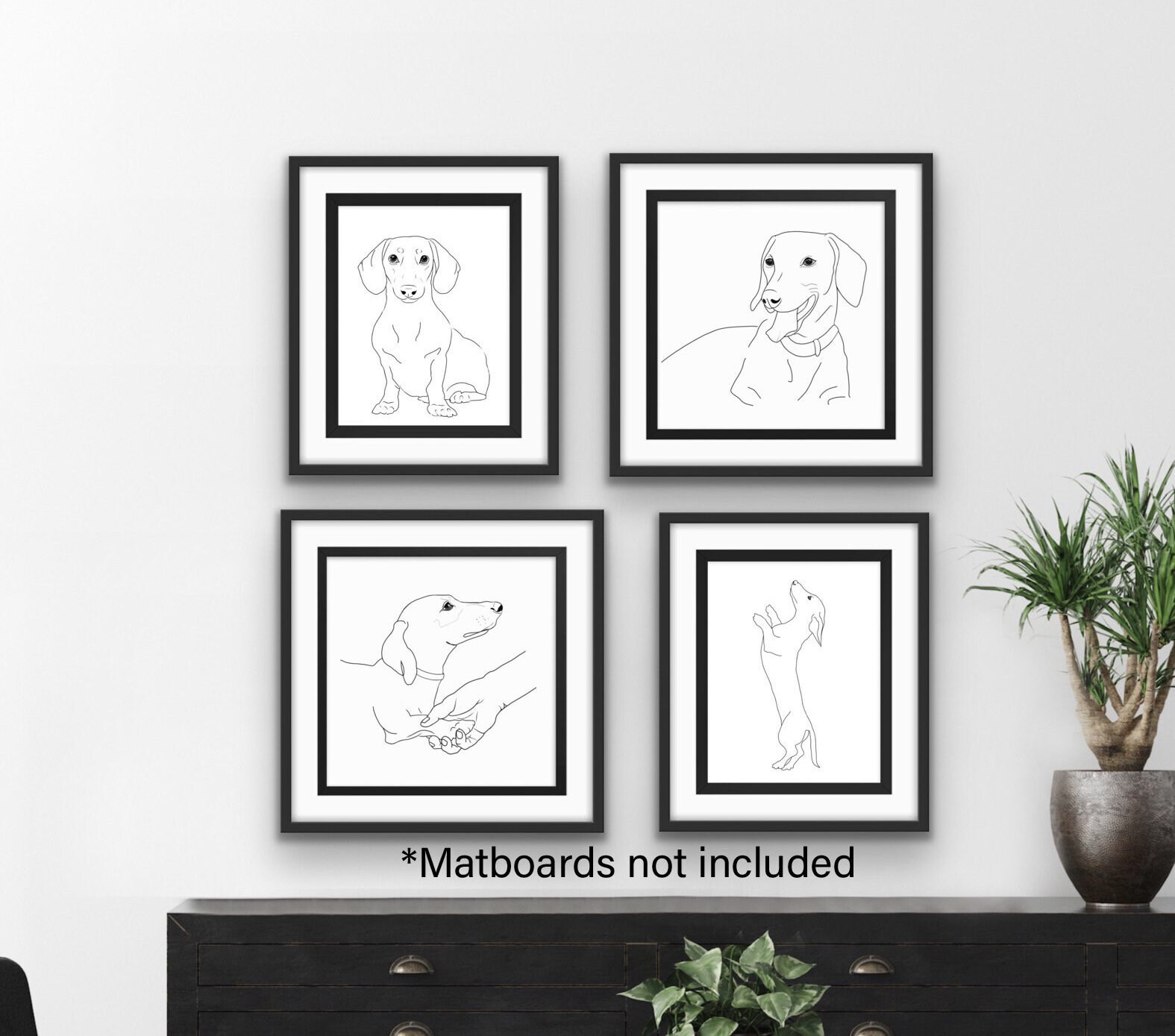 Dachshund Line Art Framed Dog Print, Dachshund Gifts, Dog Line Drawing ...