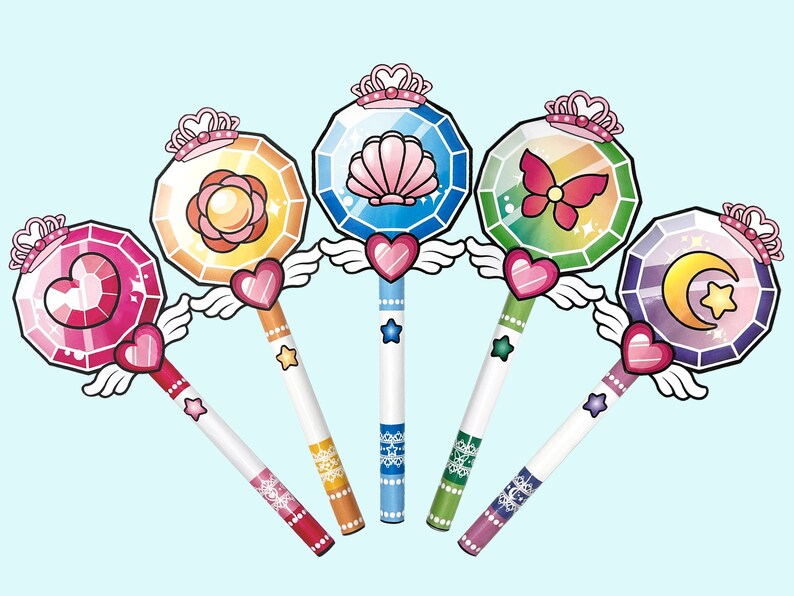 Printable Crwons and Wands, Paper Magic Wand, Unicorn Wands, Princess ...