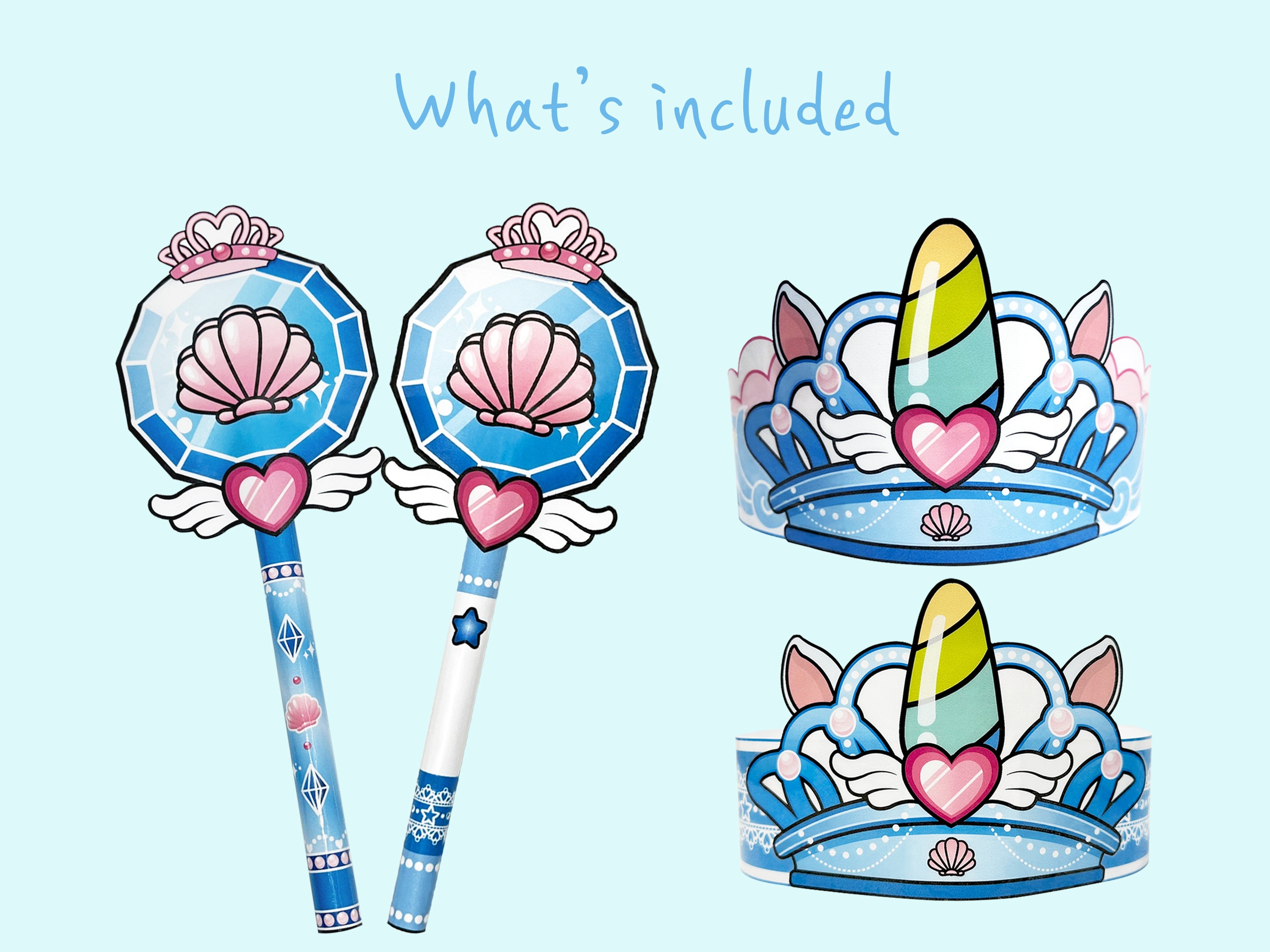 Printable Crwons and Wands, Paper Magic Wand, Unicorn Wands, Princess ...