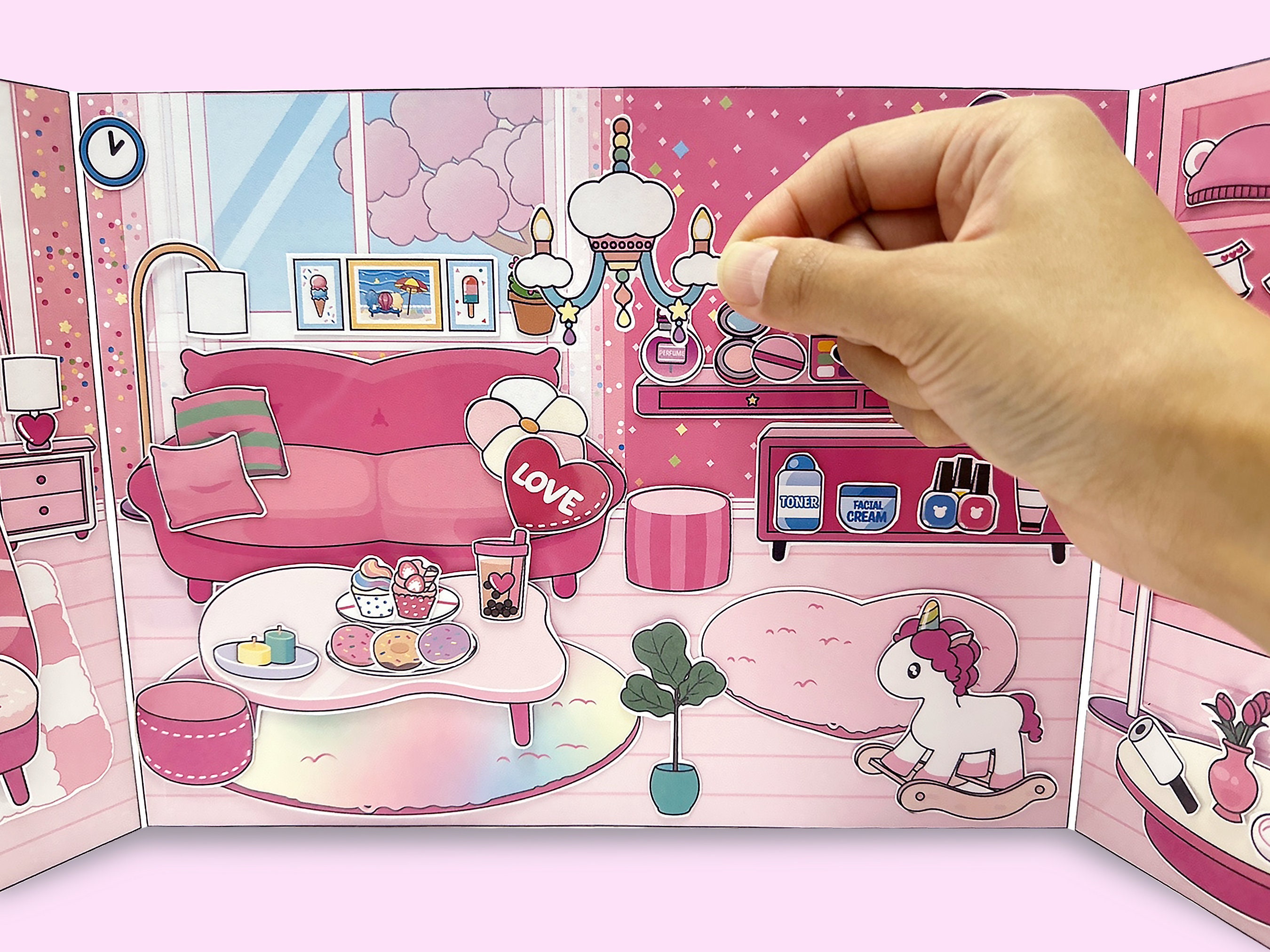 Digital Unicorn Paper Doll-pomi's Pink House by POMIVERSE, Printable ...