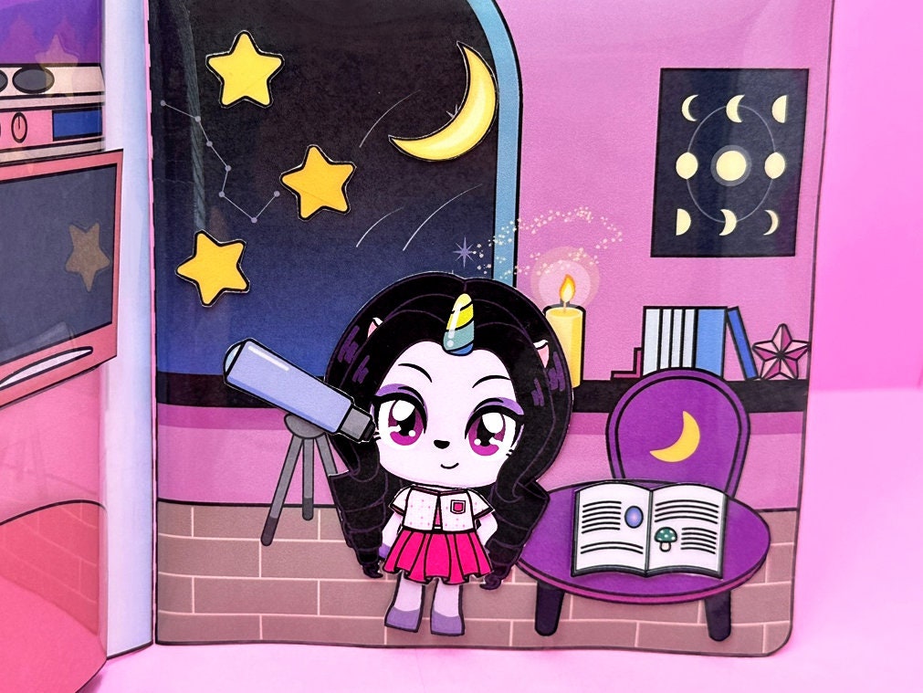 Digital Unicorn Paper Doll LUNA House by POMIVERSE Printable - Etsy