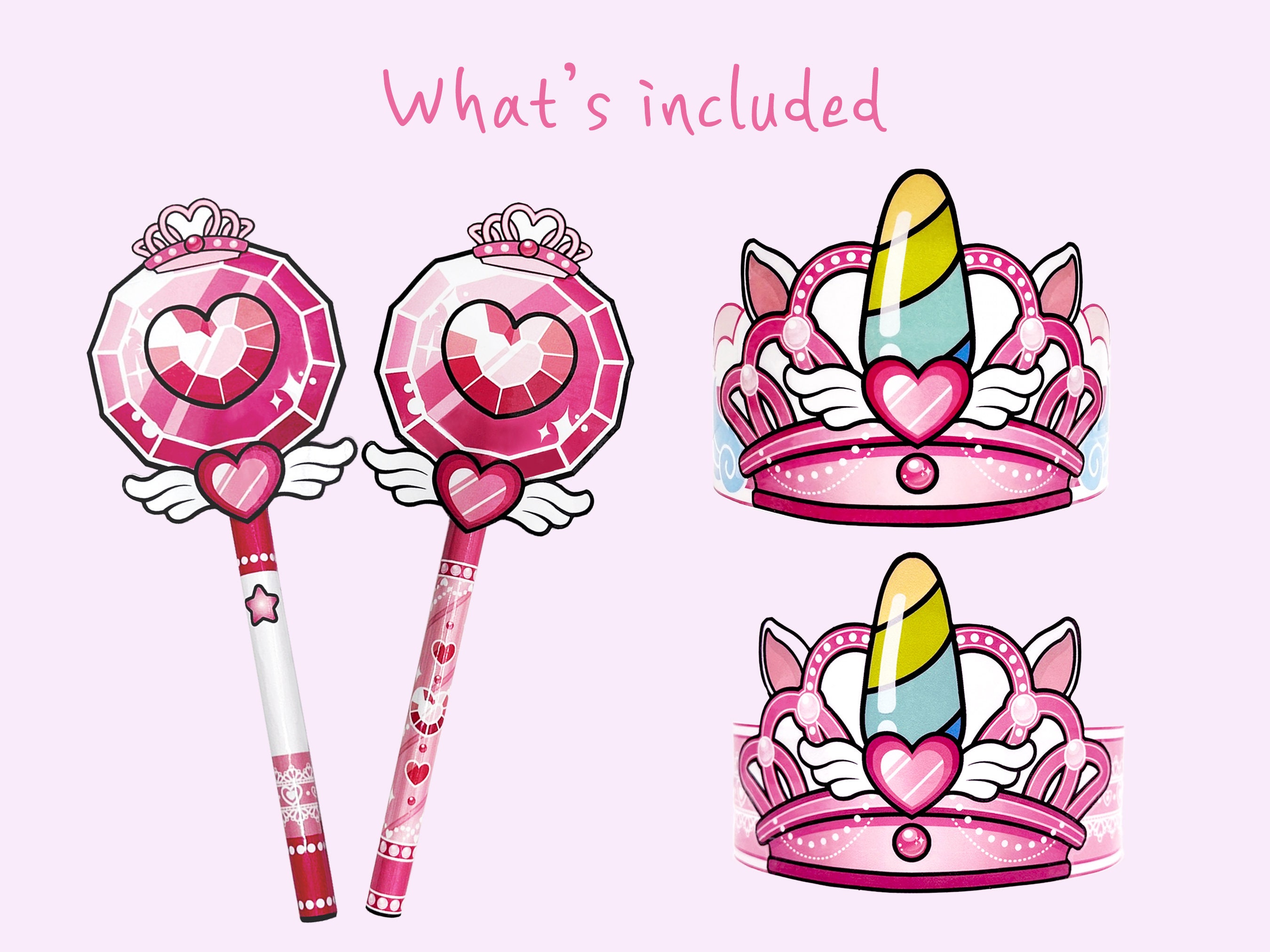 Printable Wands and Crowns, Paper Magic Wand, Unicorn Crown, Princess ...