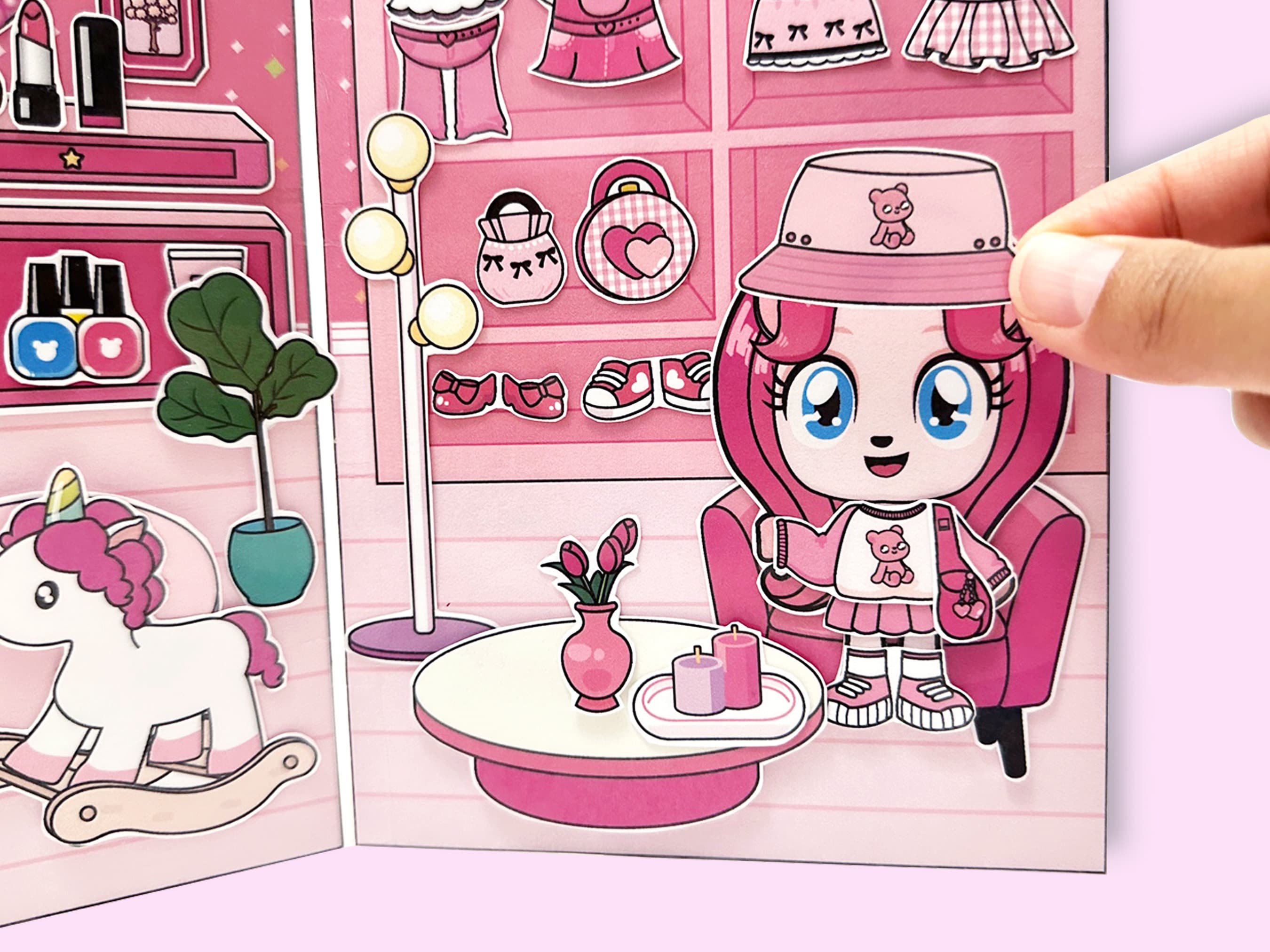 Digital Unicorn Paper Doll-pomi's Pink House by POMIVERSE, Printable ...