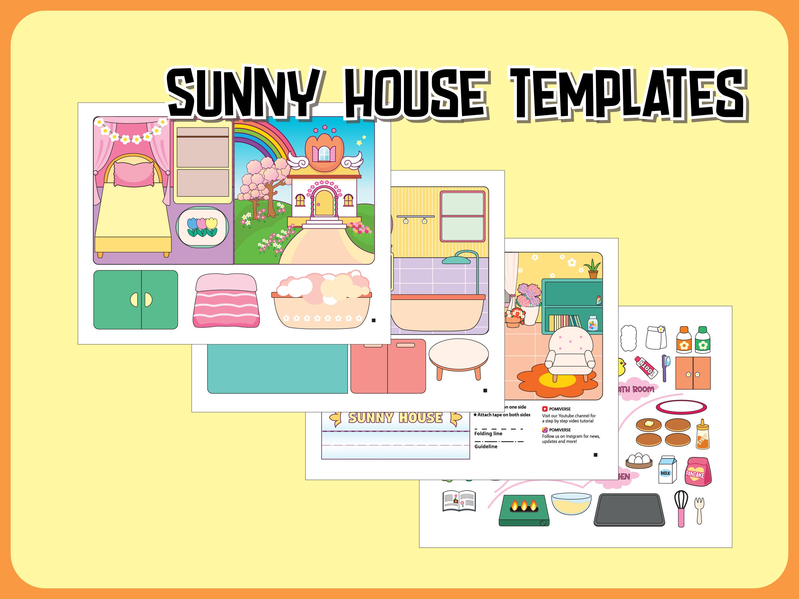 Printable Dollhouse Unicorn Sunny House by POMIVERSE Paper - Etsy
