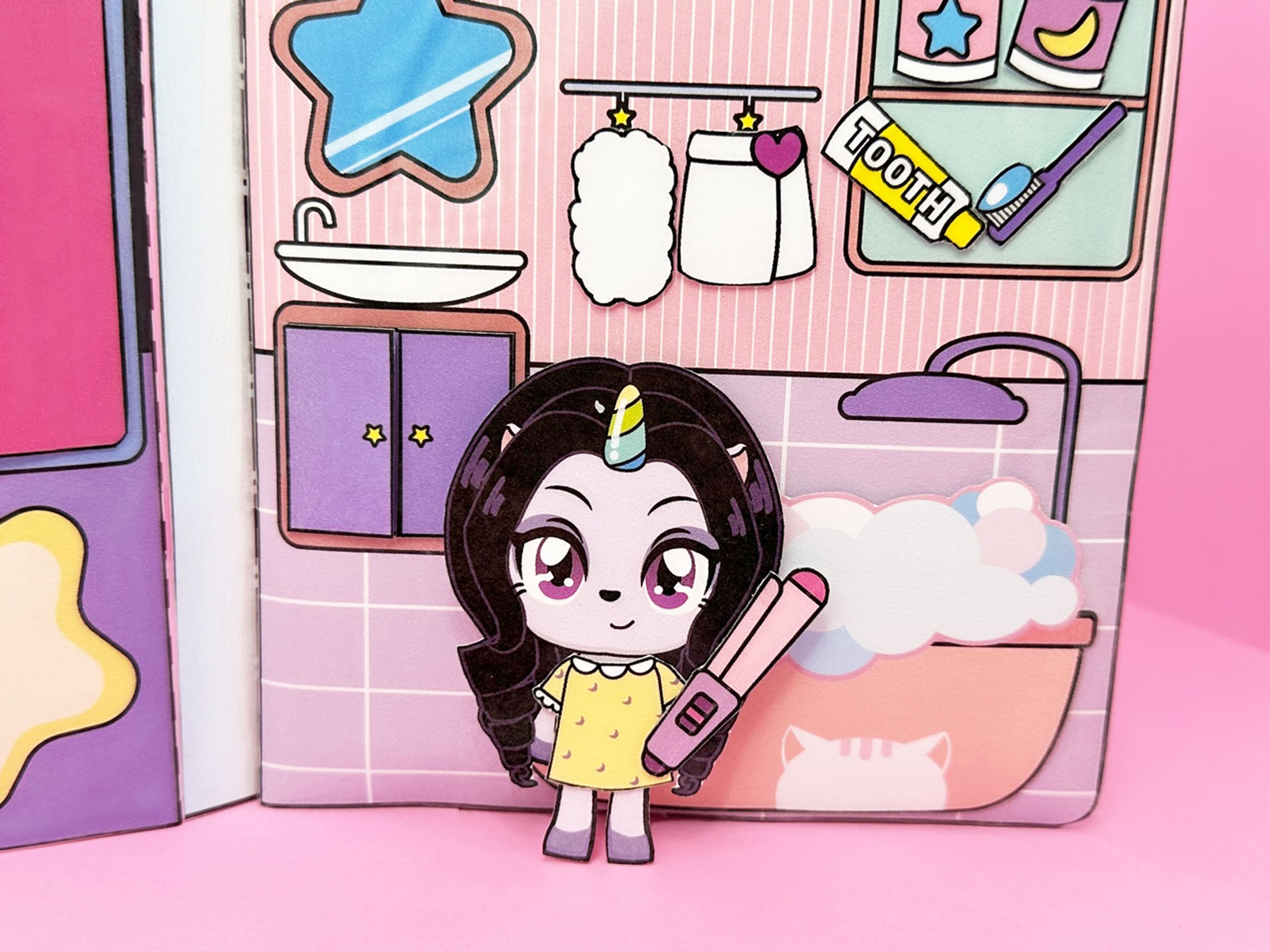 Digital Unicorn Paper Doll LUNA House by POMIVERSE Printable - Etsy