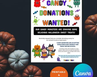 Editable Candy Donation Flyer Template: Trunk or Treat (canva, Digital ...