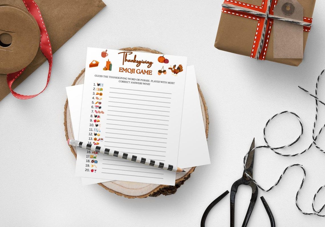 Thanksgiving Emoji Pictionary Game: Family Dinner Activity (digital ...