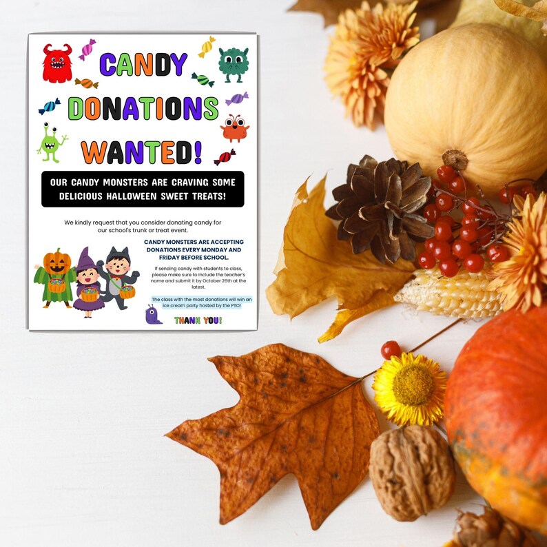 Editable Candy Donation Flyer Template: School Trunk or Treat (canva ...