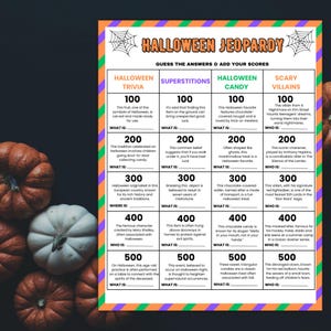 Halloween Jeopardy Game: Trivia for Adults & Kids (digital Download) - Etsy