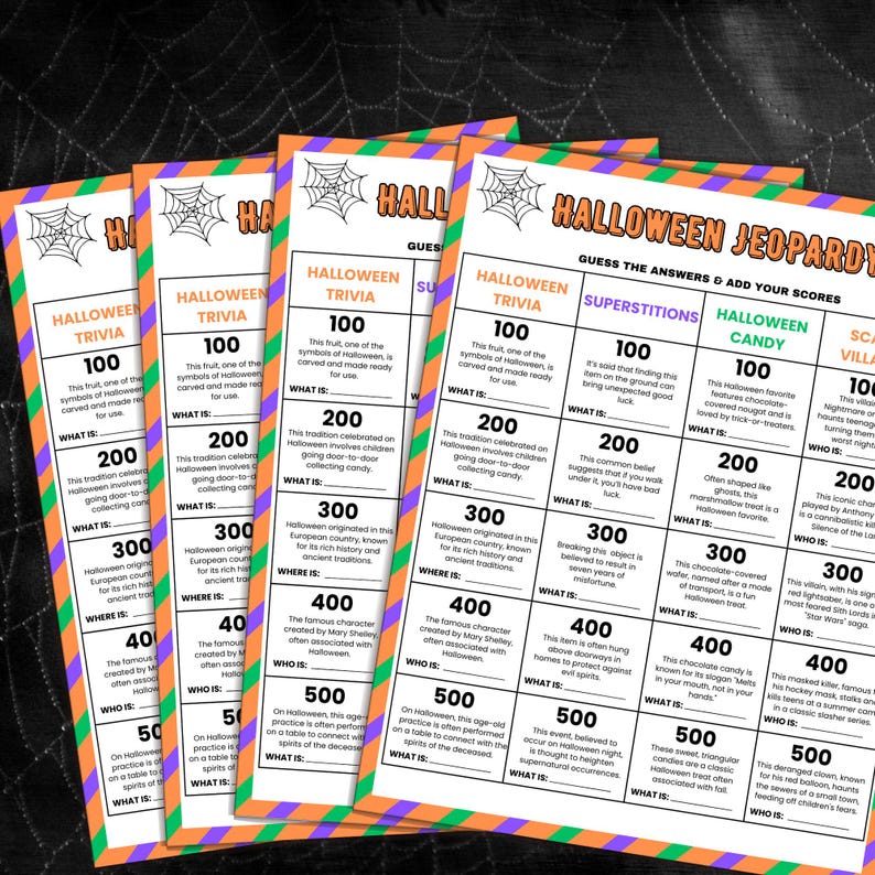 Halloween Jeopardy Game: Trivia for Adults & Kids (digital Download) - Etsy