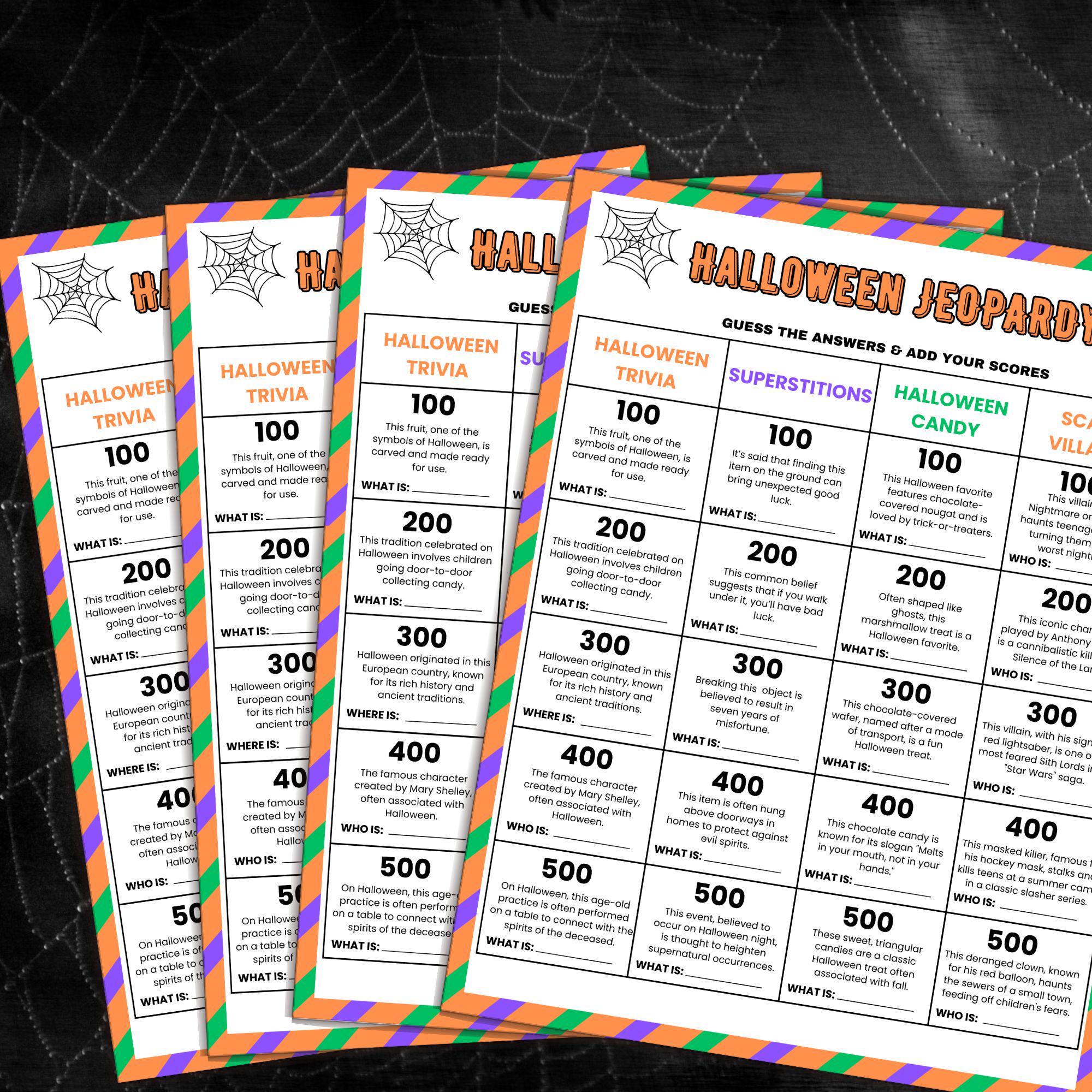 Halloween Jeopardy Game: Trivia for Adults & Kids (digital Download) - Etsy