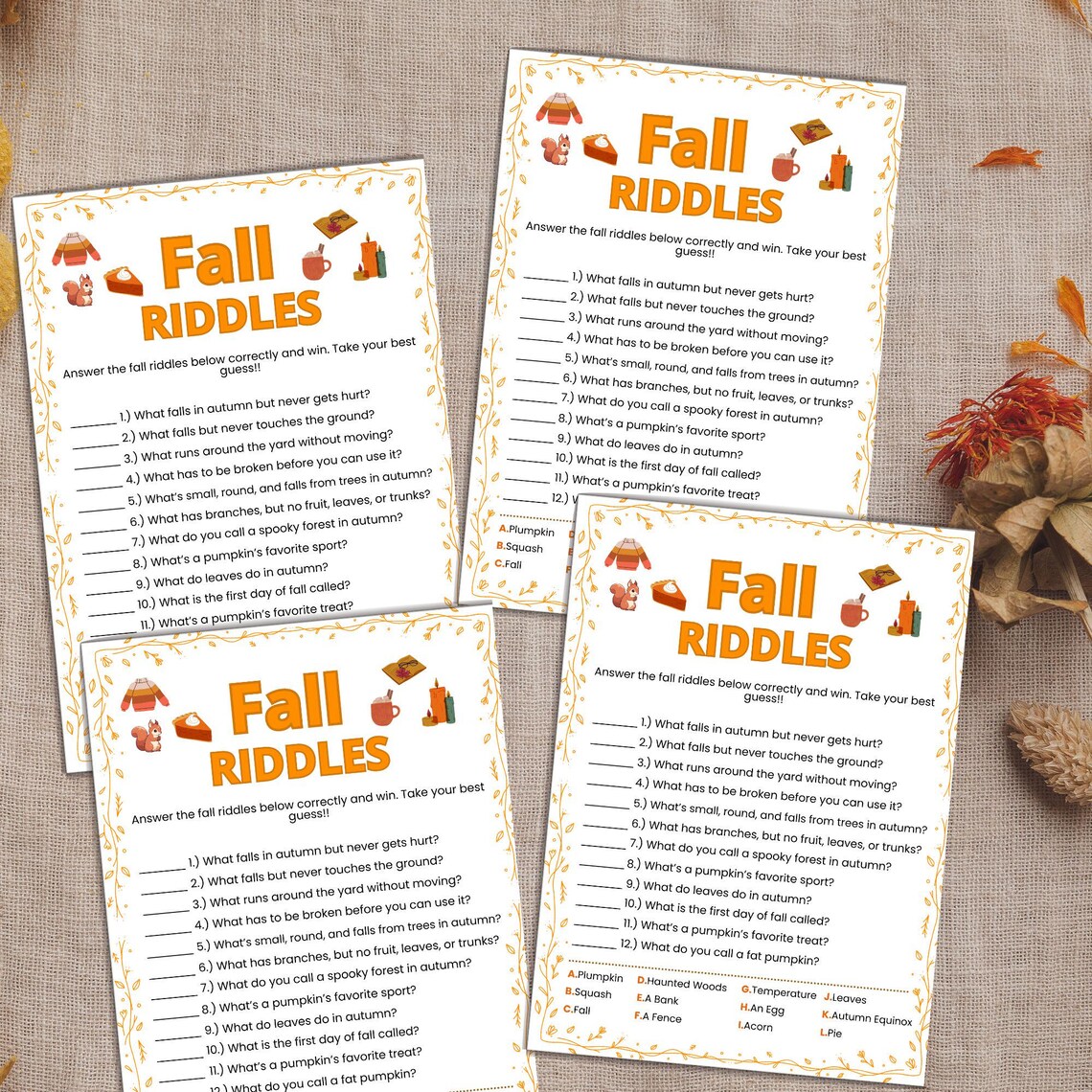 Fall Riddles, Fall Games, Fall Party Games, Autumn Games, Fall Games ...