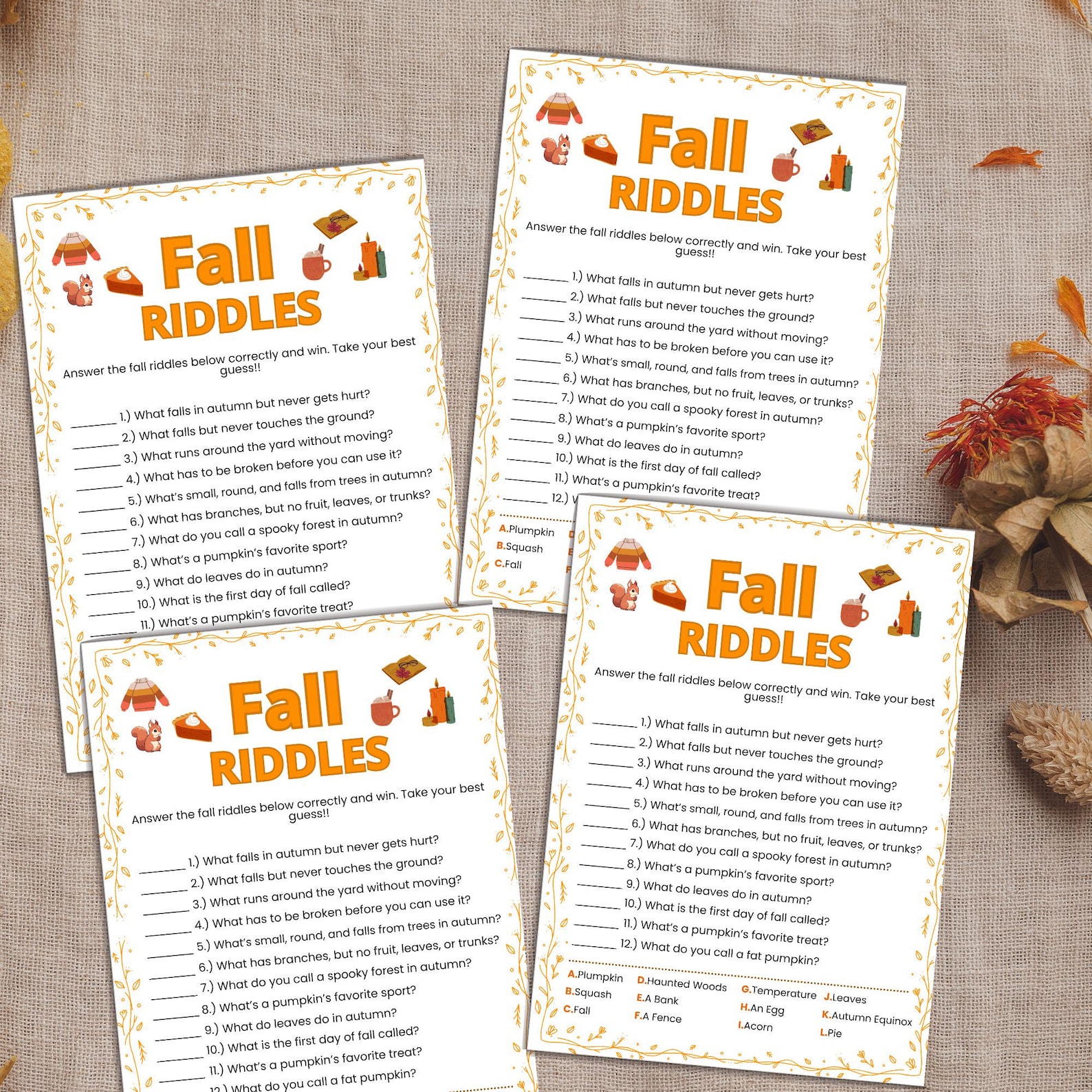 Fall Riddles, Fall Games, Fall Party Games, Autumn Games, Fall Games ...