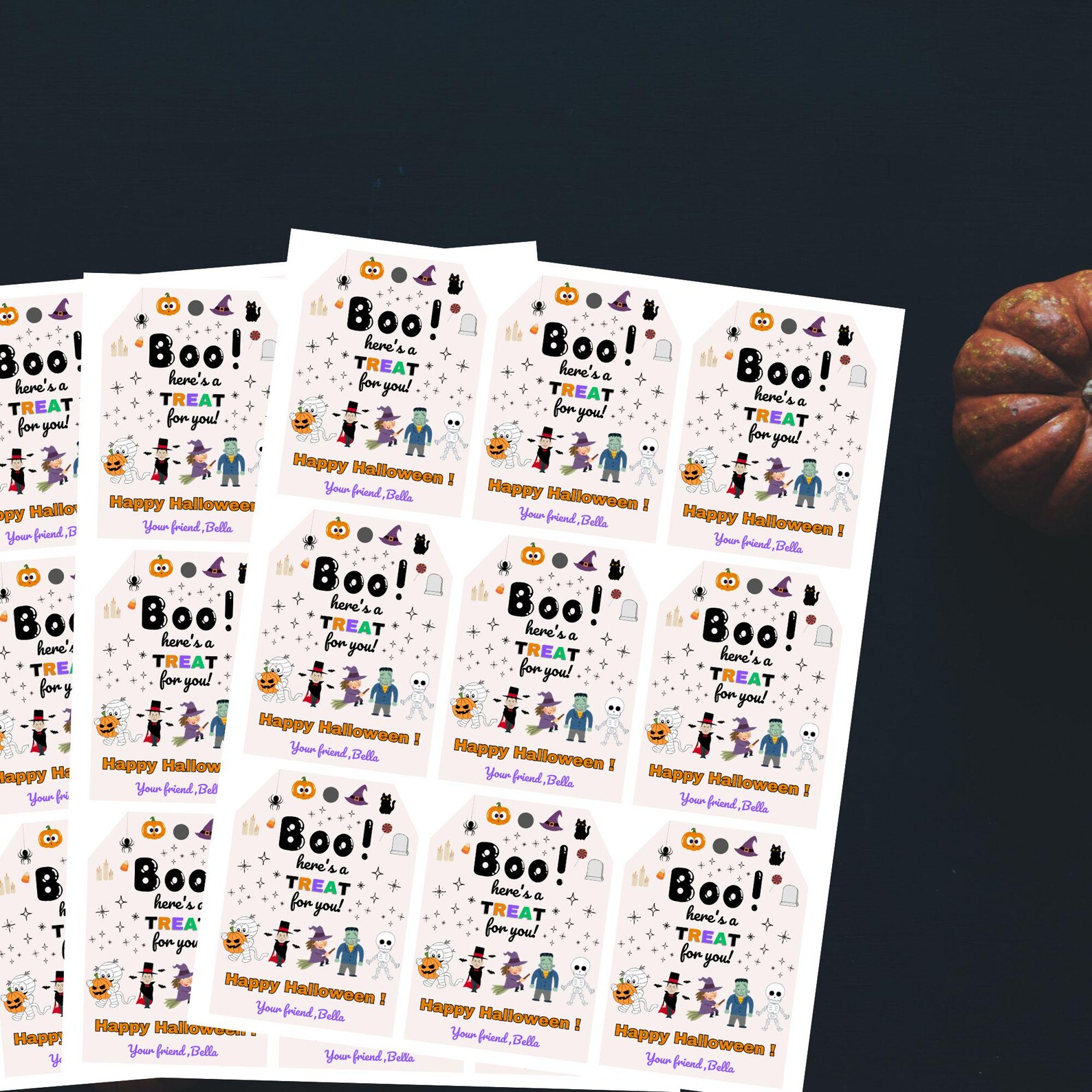 Editable Halloween Favor Tags, Boo Halloween Tags, Gift Tags ...