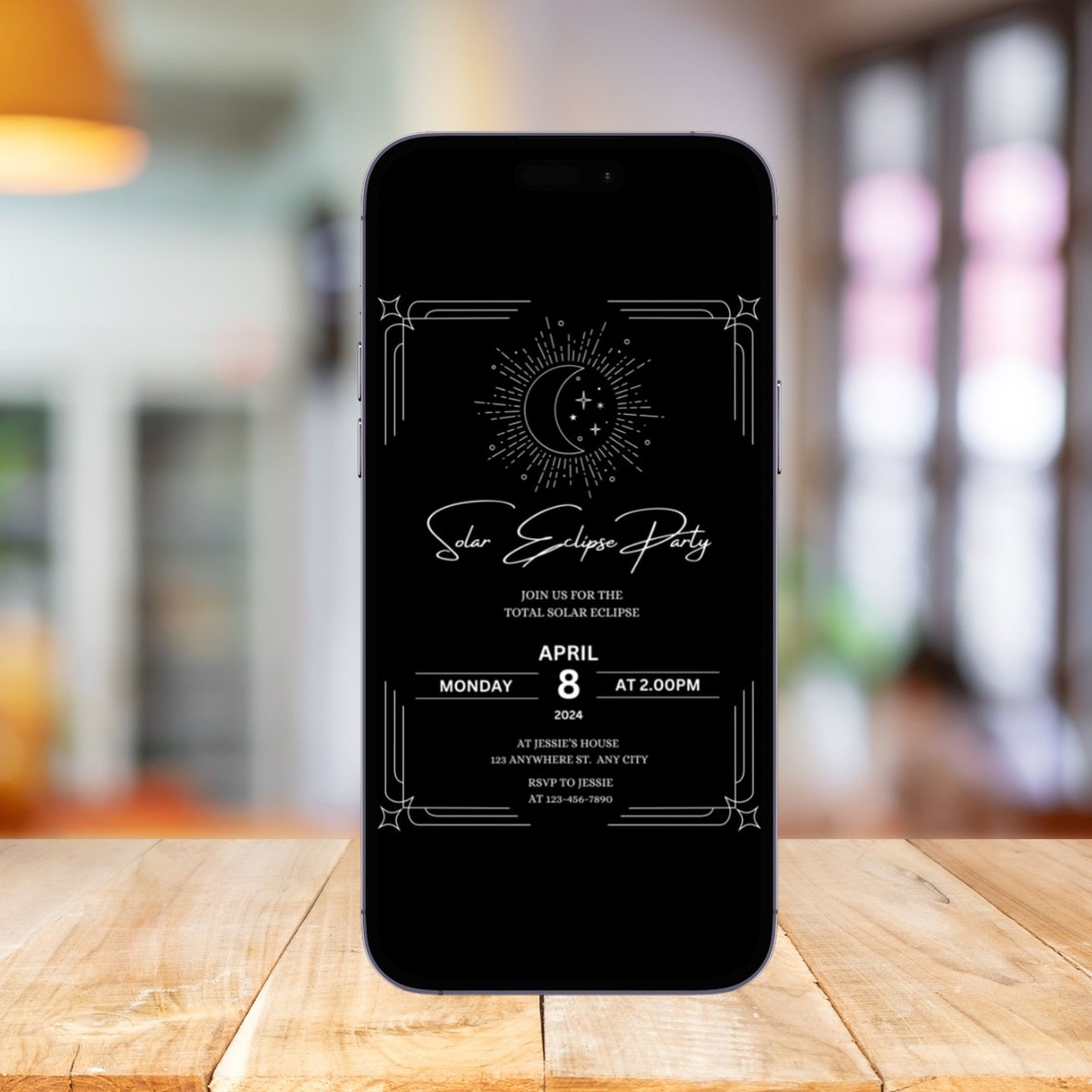 Editable Solar Eclipse Party Invitation, Printable Editable Template in ...