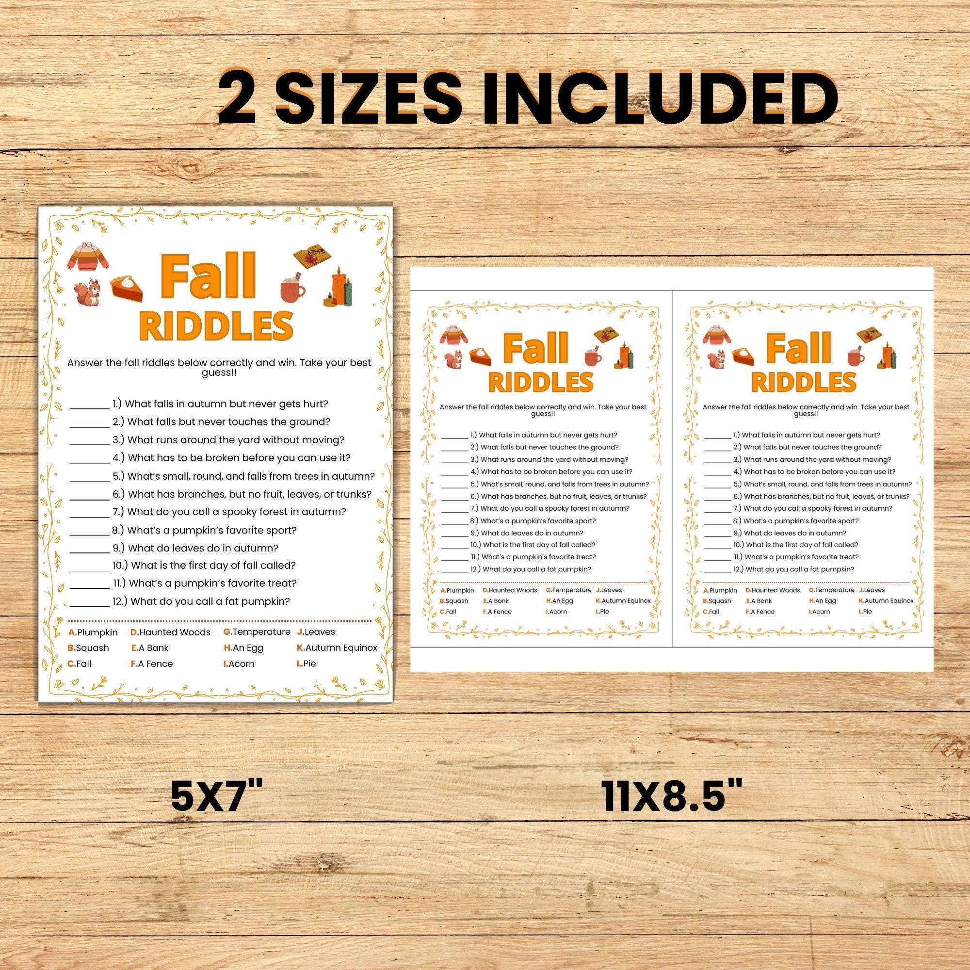 Fall Riddles, Fall Games, Fall Party Games, Autumn Games, Fall Games ...