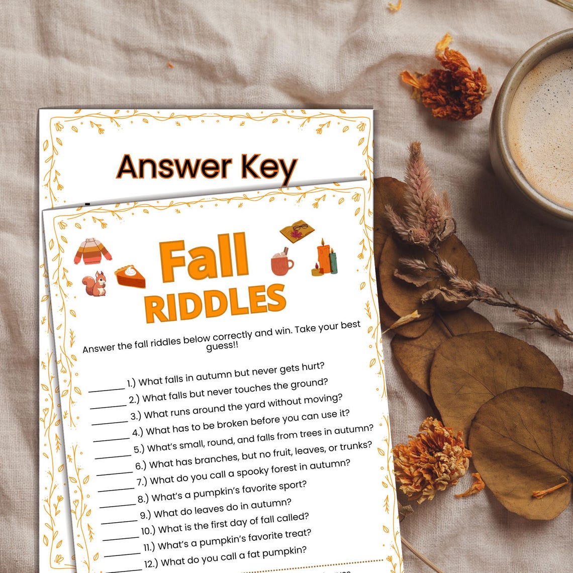 Fall Riddles Game: Autumn Party & Classroom Activity (digital Download ...