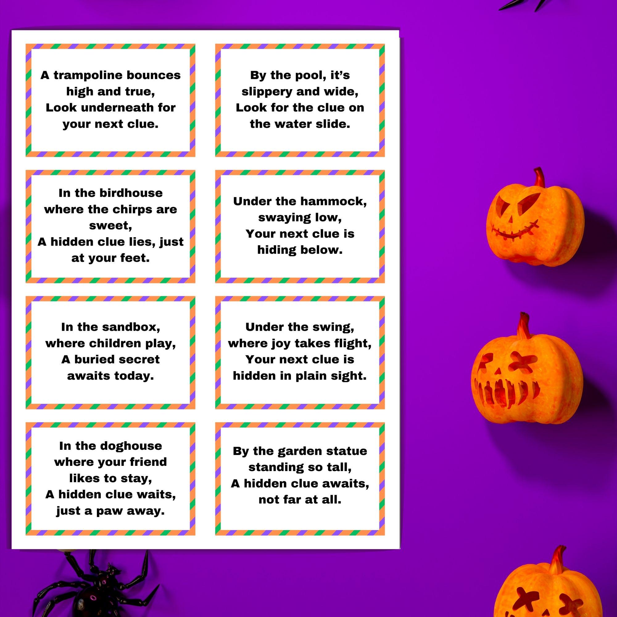 Halloween Treasure Hunt for Kids: Outdoor Riddles Game (digital ...