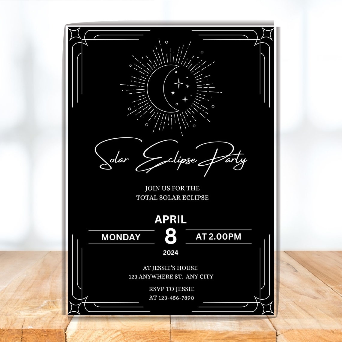 Editable Solar Eclipse Party Invitation, Printable Editable Template in ...