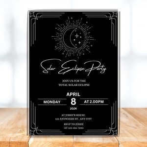 Editable Solar Eclipse Party Invitation, Printable Editable Template in ...