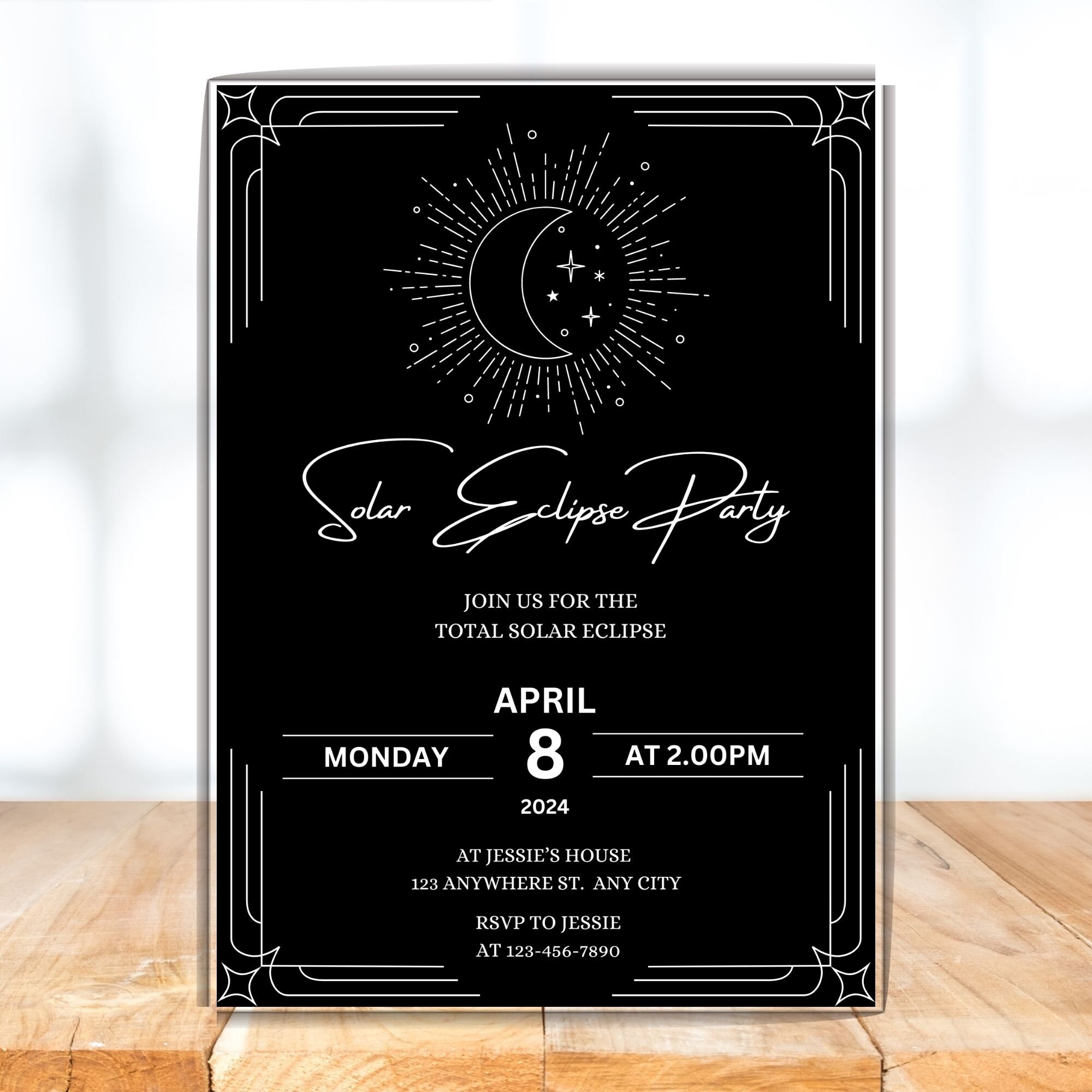 Editable Solar Eclipse Party Invitation, Printable Editable Template in ...