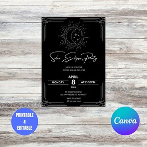 Editable Solar Eclipse Party Invitation, Printable Editable Template in ...