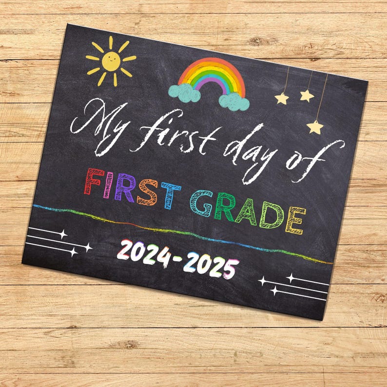 First Day of First Grade Sign, Printable First Day, Back to School Sign ...