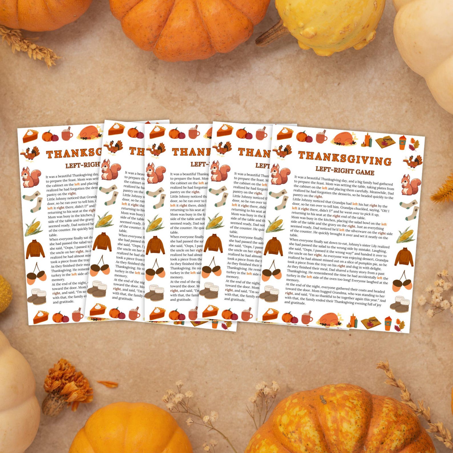 Thanksgiving Left Right Game, Friendsgiving Games, Thanksgiving Party ...
