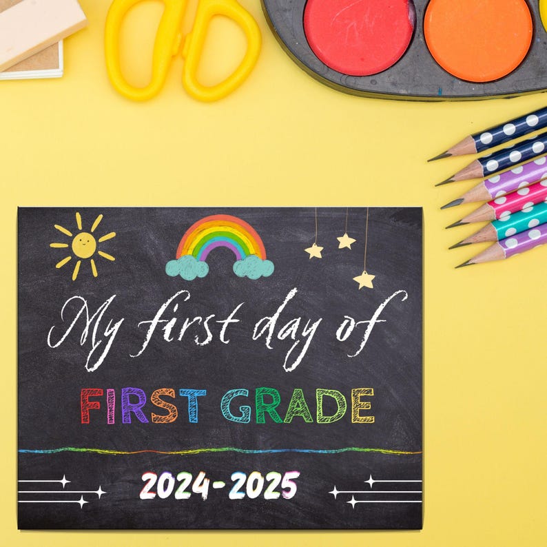 First Day of First Grade Sign, Printable First Day, Back to School Sign ...