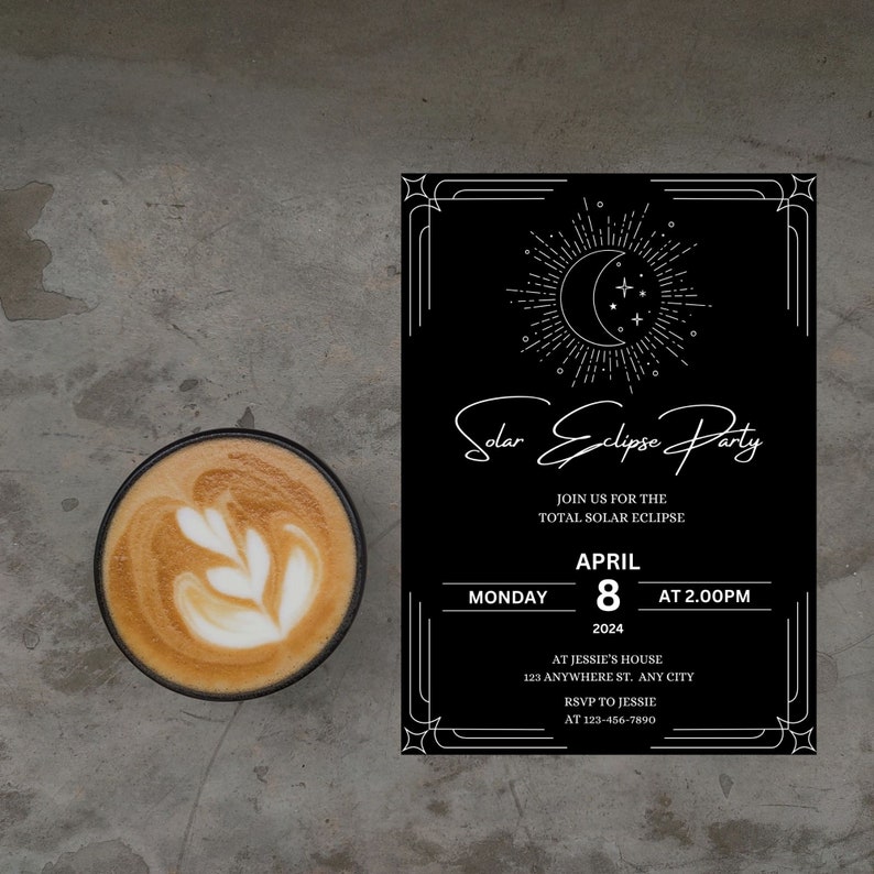 Editable Solar Eclipse Party Invitation, Printable Editable Template in ...