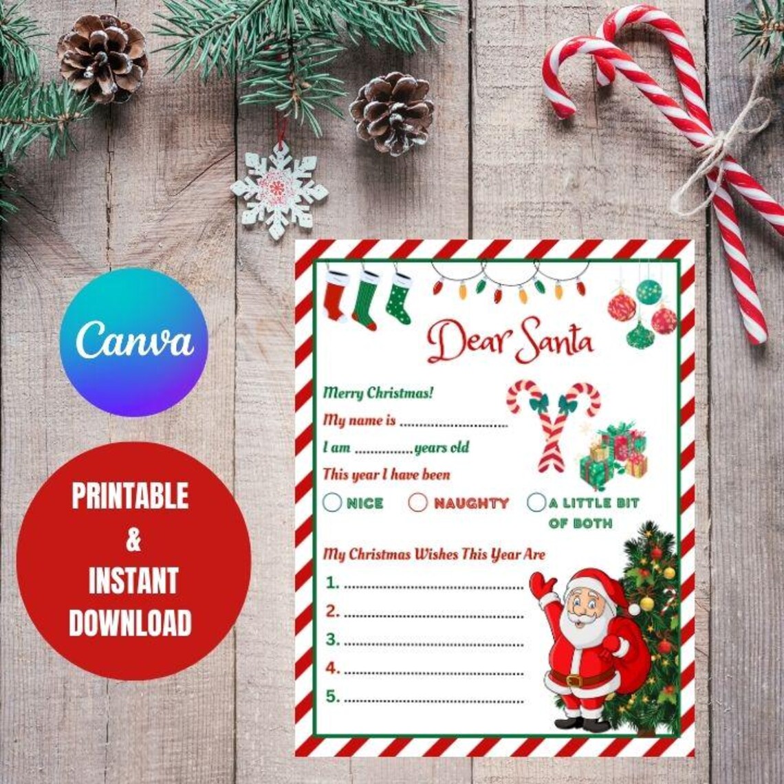 Letter to Santa, Santa Wish List, Dear Santa Letter Printable ...