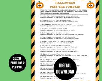 Pass the Pumpkin Halloween Printable Game, Fun Halloween Party Activity ...