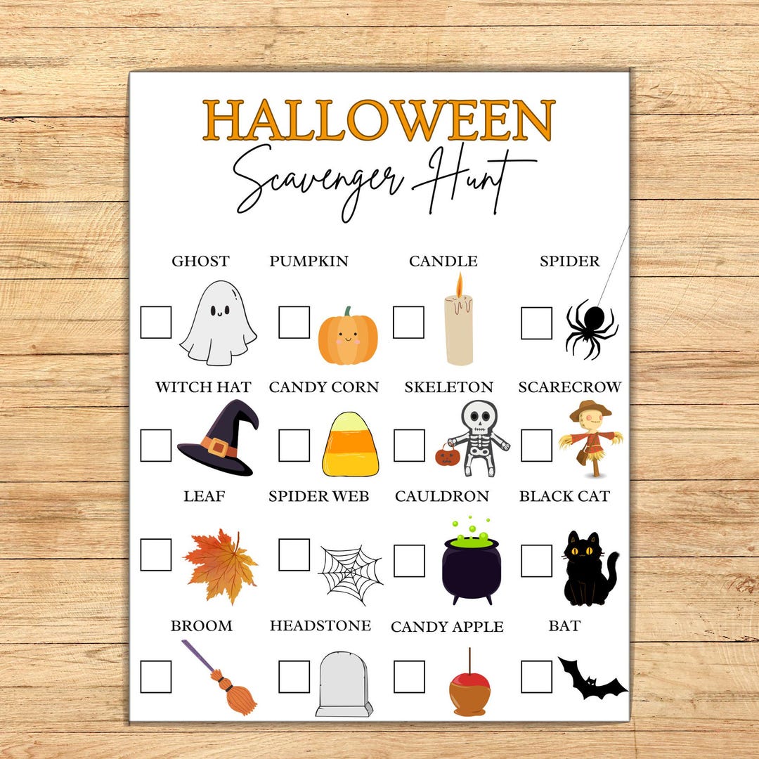 Halloween Scavenger Hunt: Kids Printable Game (PDF Download) - Etsy