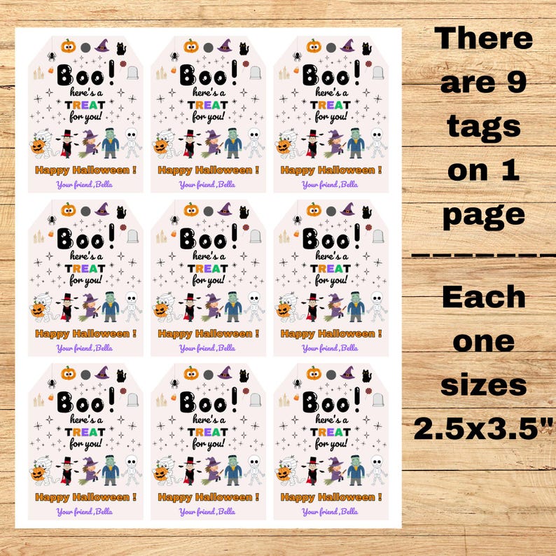 Editable Halloween Favor Tags, Boo Halloween Tags, Gift Tags ...