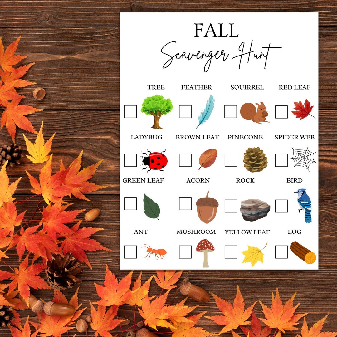 Fall Nature Scavenger Hunt for Kids: Outdoor Autumn Activity (PDF) - Etsy