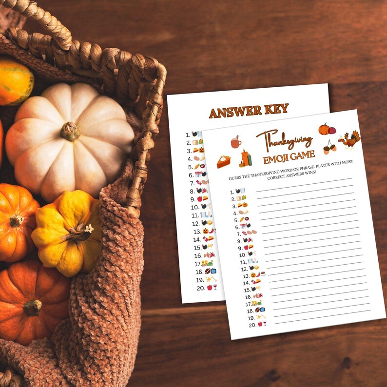 Thanksgiving Emoji Pictionary Game: Family Dinner Activity (digital ...