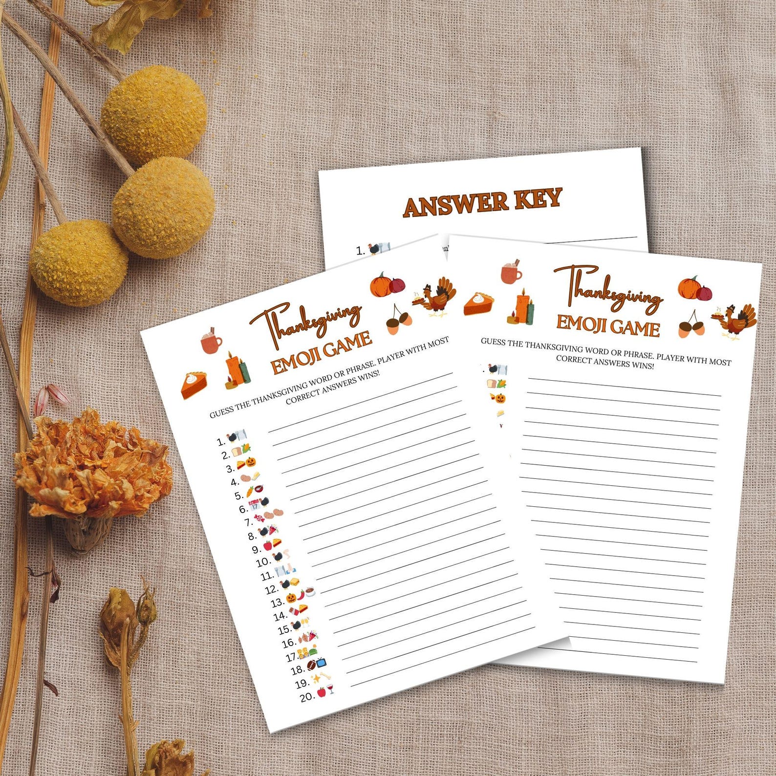 Thanksgiving Emoji Pictionary Game: Family Dinner Activity (digital ...