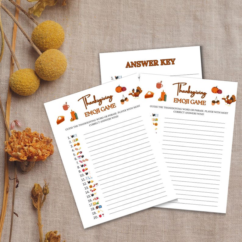 Thanksgiving Emoji Pictionary Game: Family Dinner Activity (digital ...
