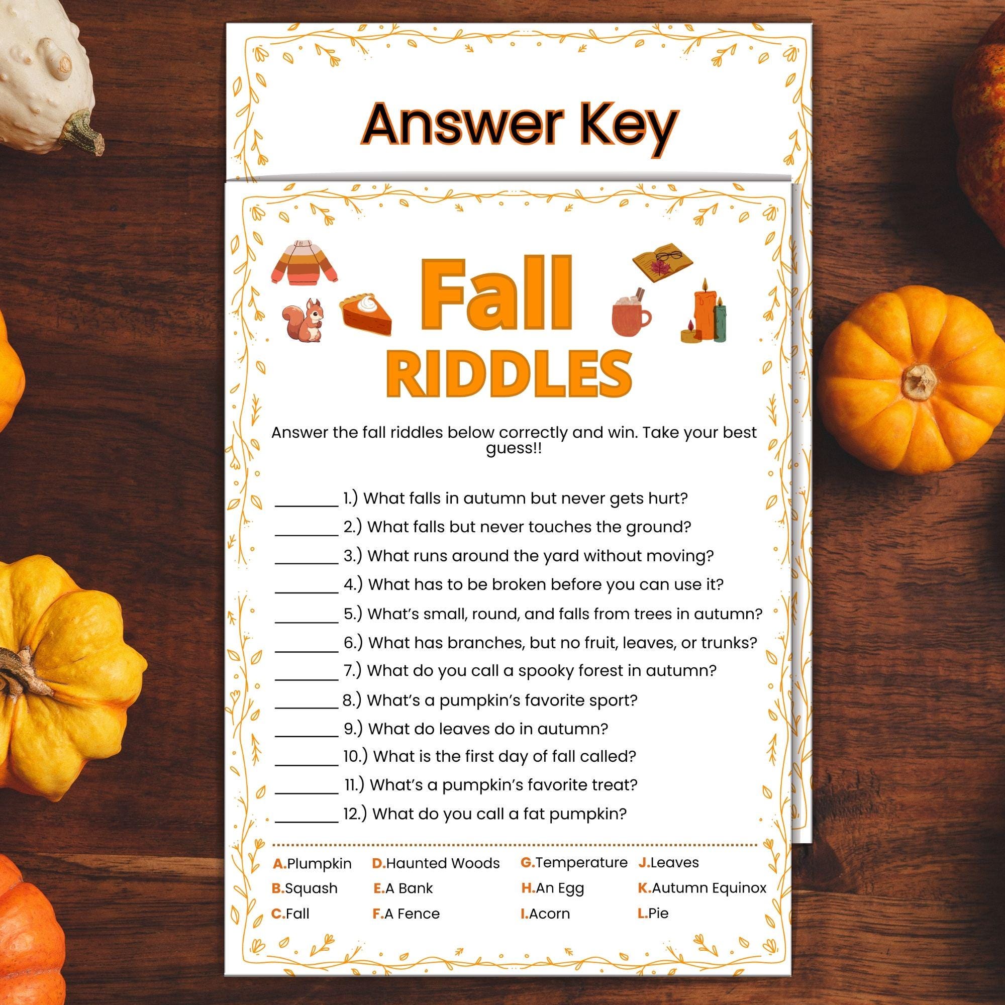 Fall Riddles, Fall Games, Fall Party Games, Autumn Games, Fall Games ...
