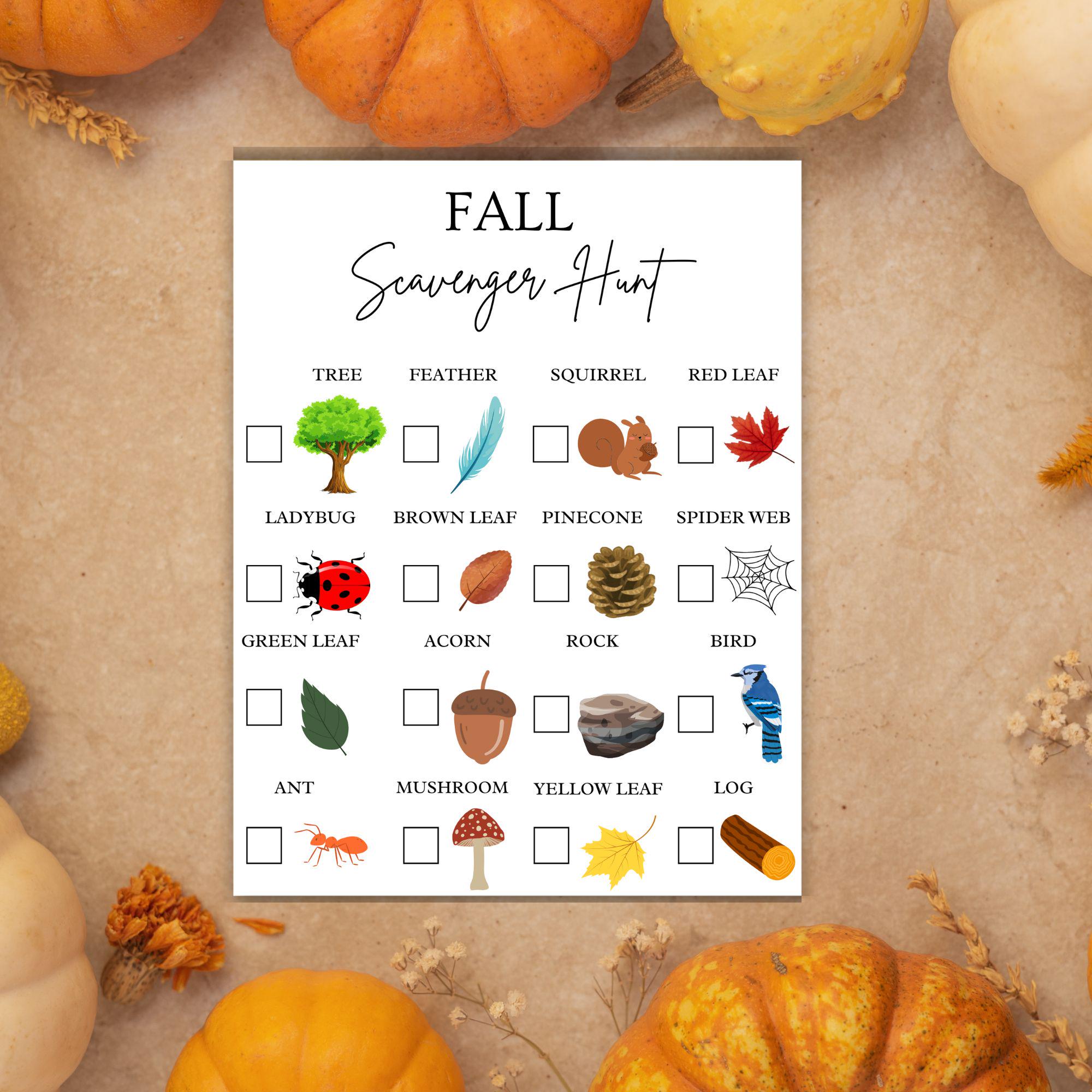 Fall Nature Scavenger Hunt for Kids: Outdoor Autumn Activity (PDF) - Etsy
